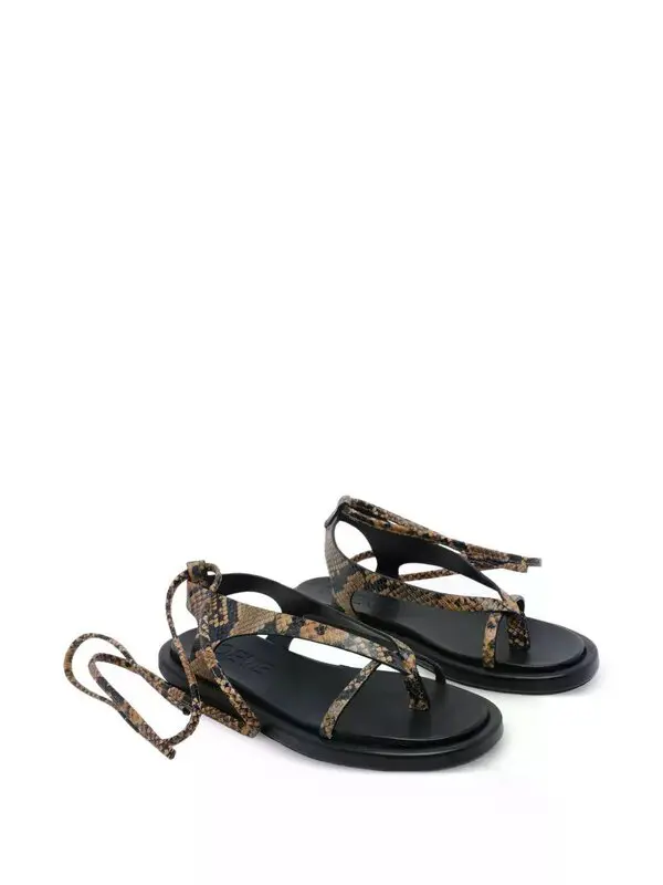 POEVE Flavia Snakeskin-effect Sandals - Neutrals
