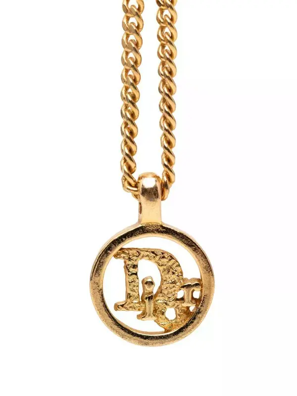 Dior Plated Logo Pendant Necklace - Gold