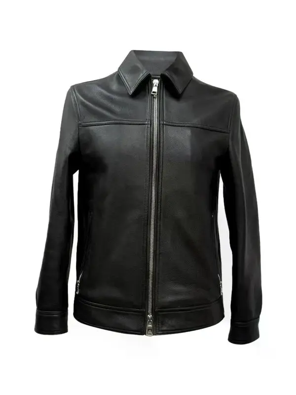 Mr P. Zipped Grained-leather Jacket - Black