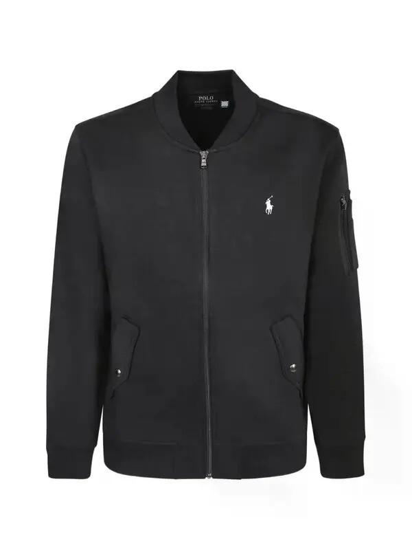 Polo Ralph Lauren Logo-embroidered Zip-up Cotton Bomber Jacket - Black