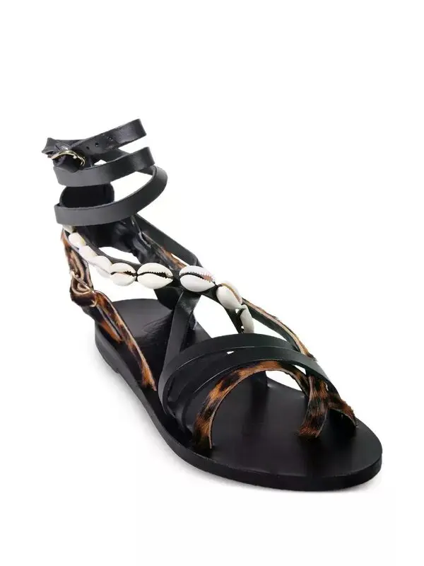 ANCIENT GREEK SANDALS Satira Shell-embellished Sandals - Black