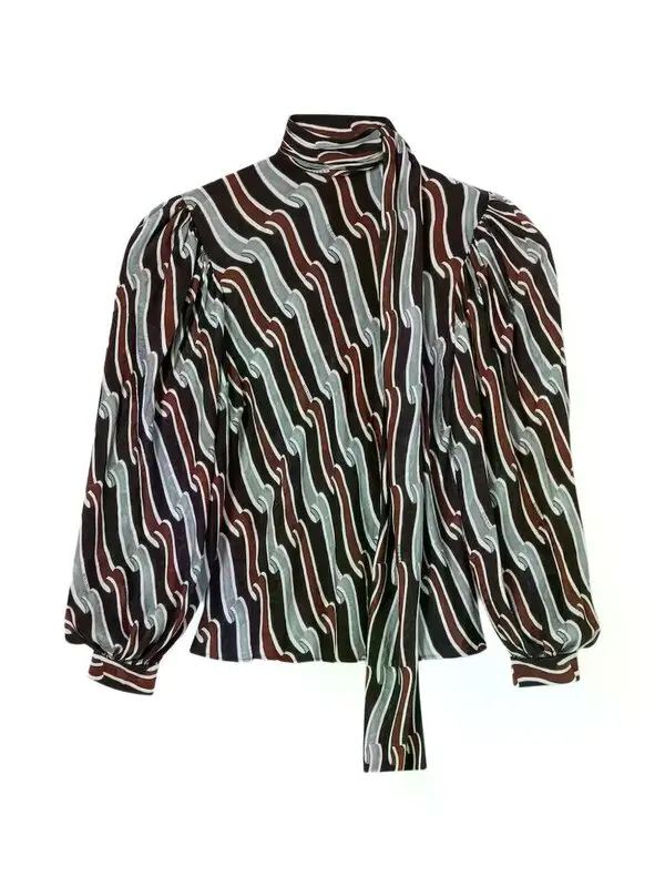 Gucci Heritage Ribbon-print Blouse - Black