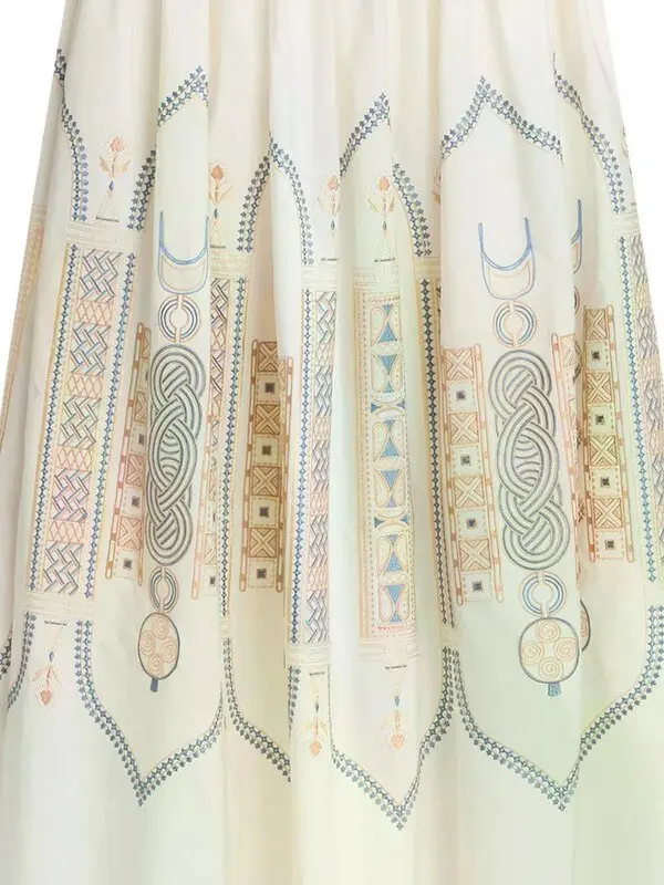 EMPORIO SIRENUSE Embroidered Maxi Skirt - Neutrals