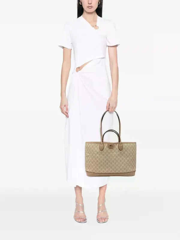 Gucci Medium Gg Supreme Ophidia Tote - Neutrals