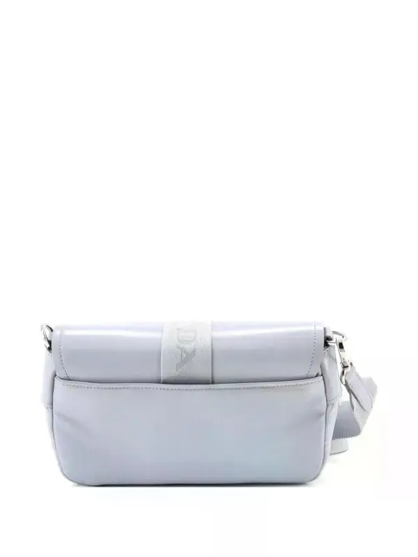 Prada Buckle Pocket Spazzolato Leather And Tessuto Crossbody Bag - Blue