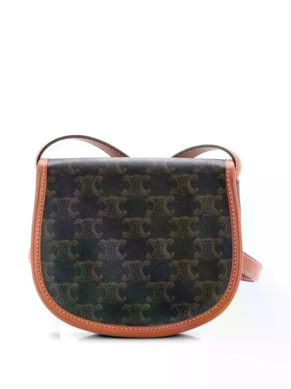 Celine Besace Flap Bag Triomphe Coated Canvas Mini - Brown