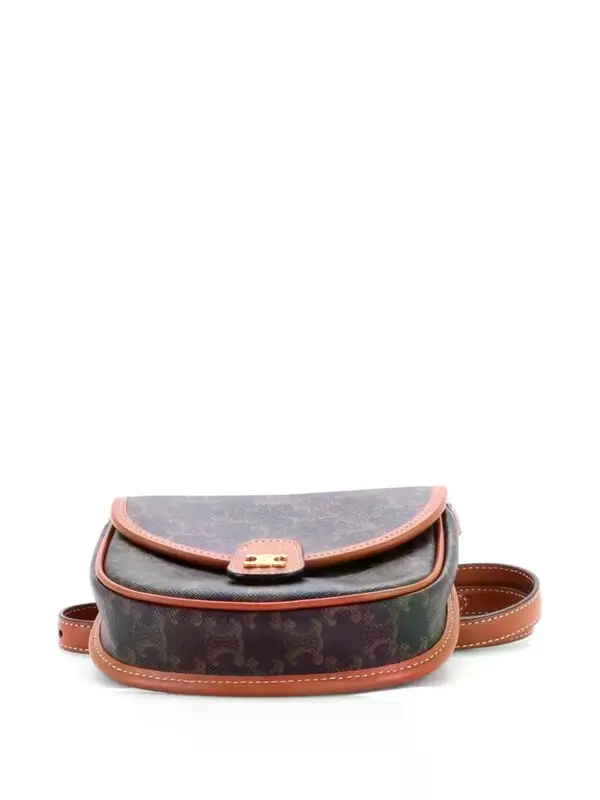 Celine Besace Flap Bag Triomphe Coated Canvas Mini - Brown