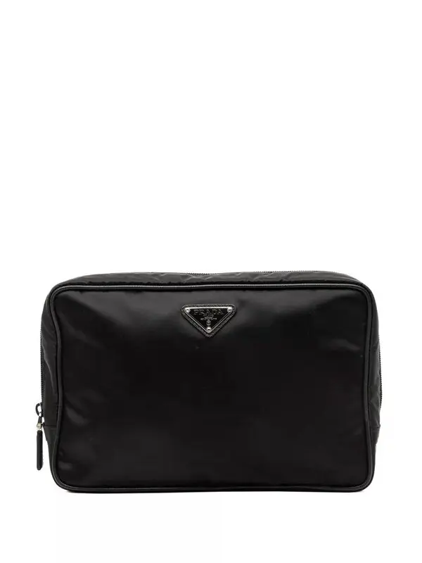 Prada Saffiano Trimmed Tessuto Clutch Bag