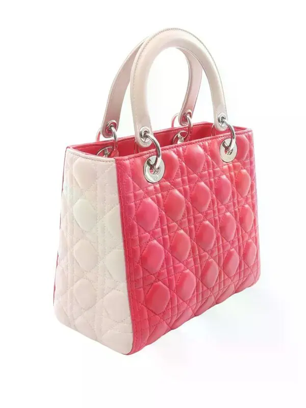 Dior Medium Bicolor Lambskin Cannage Lady Satchel - Pink