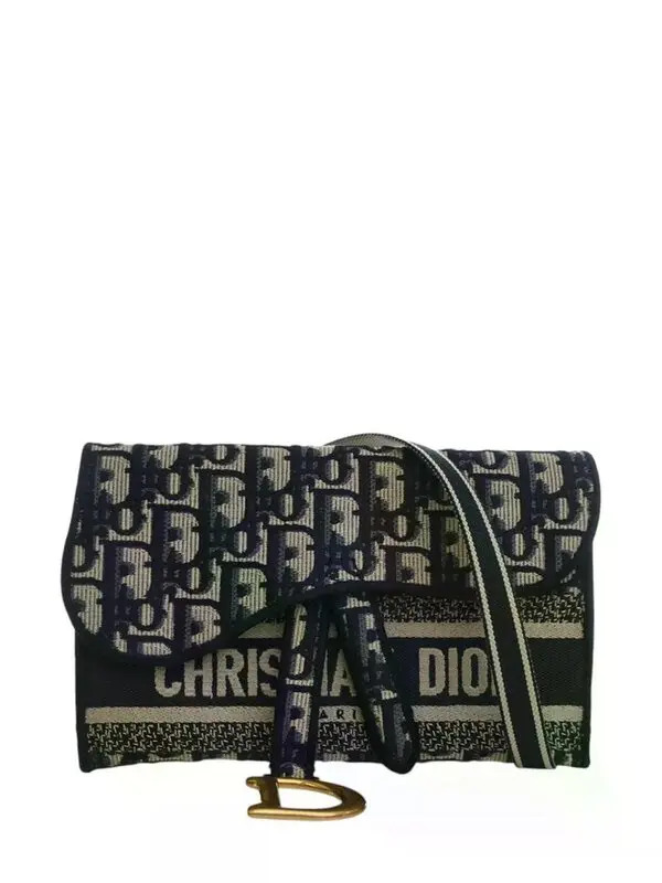 Dior Oblique Canvas Embroidered Saddle Slim Pouch Belt Bag