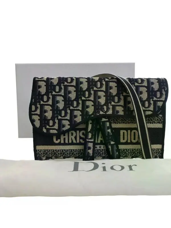 Dior Oblique Canvas Embroidered Saddle Slim Pouch Belt Bag