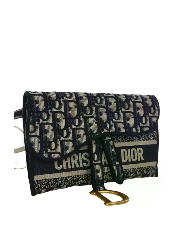 Dior Oblique Canvas Embroidered Saddle Slim Pouch Belt Bag