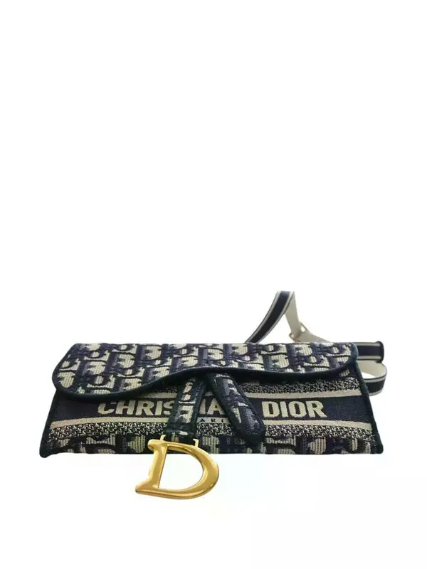 Dior Oblique Canvas Embroidered Saddle Slim Pouch Belt Bag