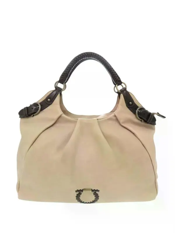 FERRAGAMO Leather Gancini Tote Bag