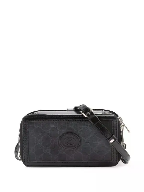 Gucci Gg Supreme Interlocking G Crossbody Bag - Black