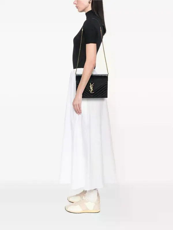 Saint Laurent 2014 Chevron Calfskin Classic Monogram Envelope Crossbody Bag