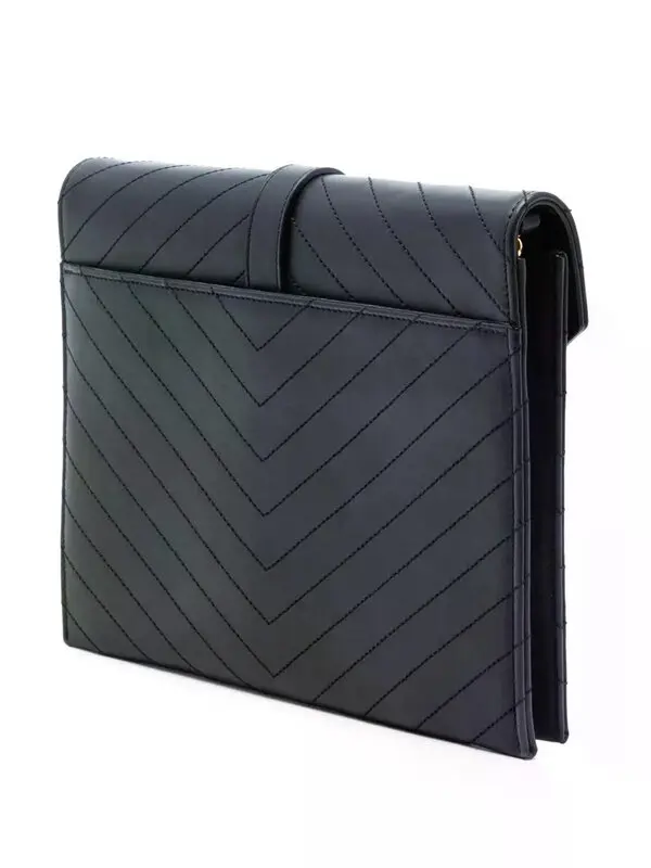 Saint Laurent 2014 Chevron Calfskin Classic Monogram Envelope Crossbody Bag