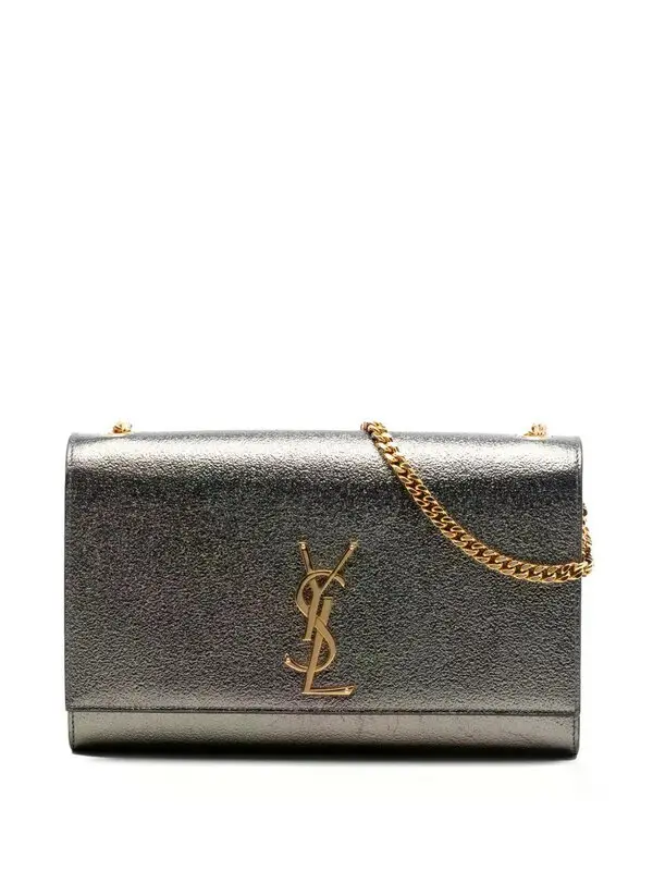 Saint Laurent Metallic Leather Monogram Kate Wallet On Chain