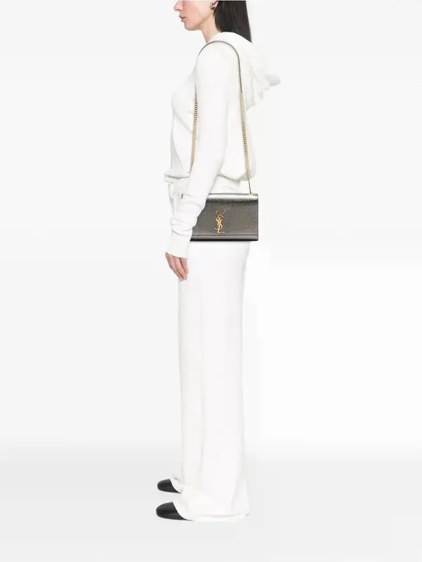 Saint Laurent Metallic Leather Monogram Kate Wallet On Chain