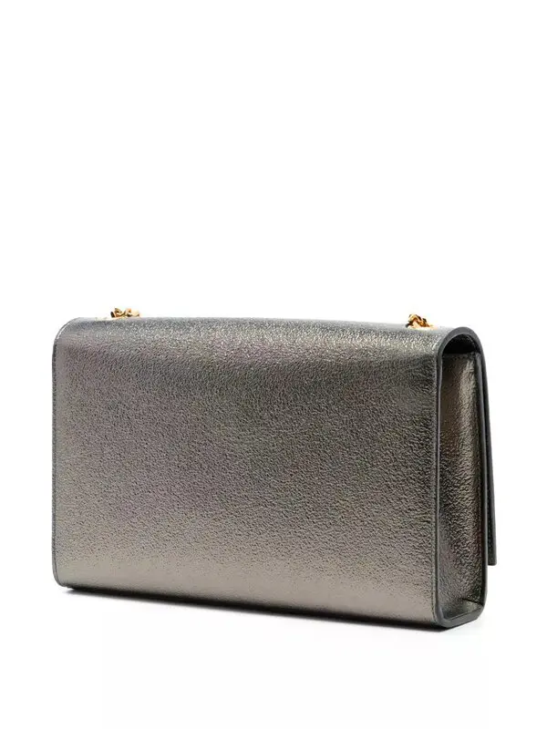 Saint Laurent Metallic Leather Monogram Kate Wallet On Chain