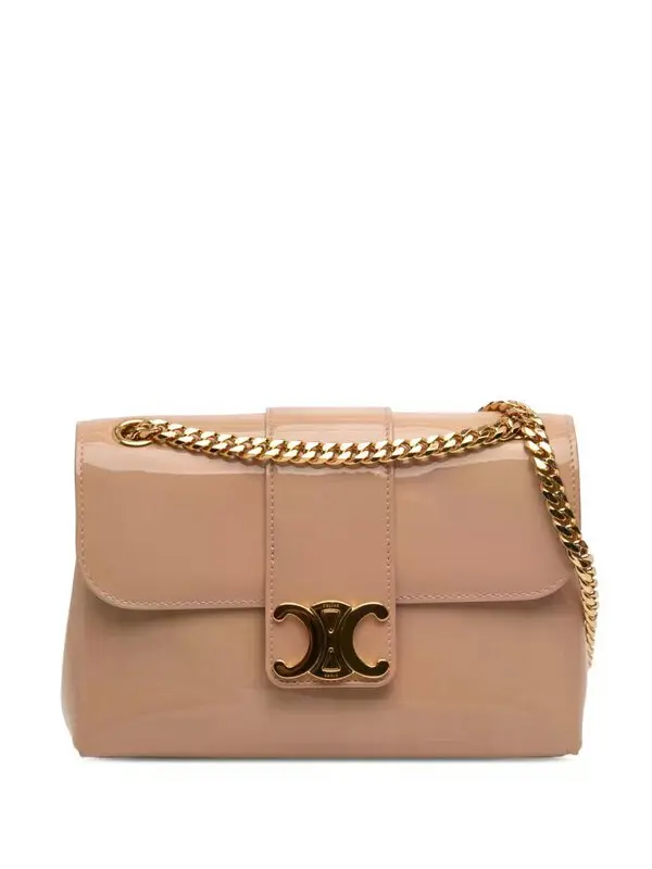 Celine 2024 Teen Patent Triomphe Victoire Chain Shoulder Bag