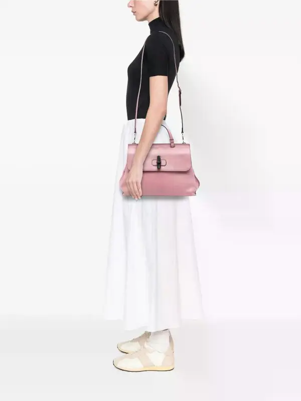Gucci Medium Leather Bamboo Daily Satchel - Pink