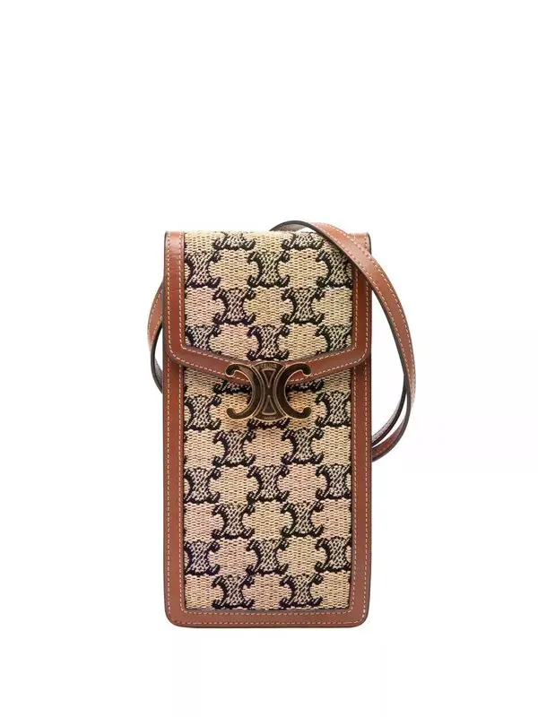 Celine 2022 Triomphe Textile Phone Pouch - Neutrals