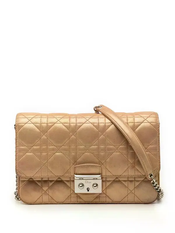 Dior 2015 Lambskin Cannage Miss Promenade Crossbody Bag - Gold