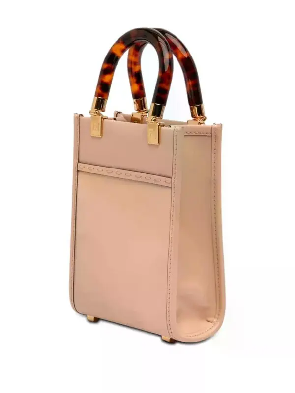 Fendi Mini Leather Sunshine Shopper Tote Satchel - Pink