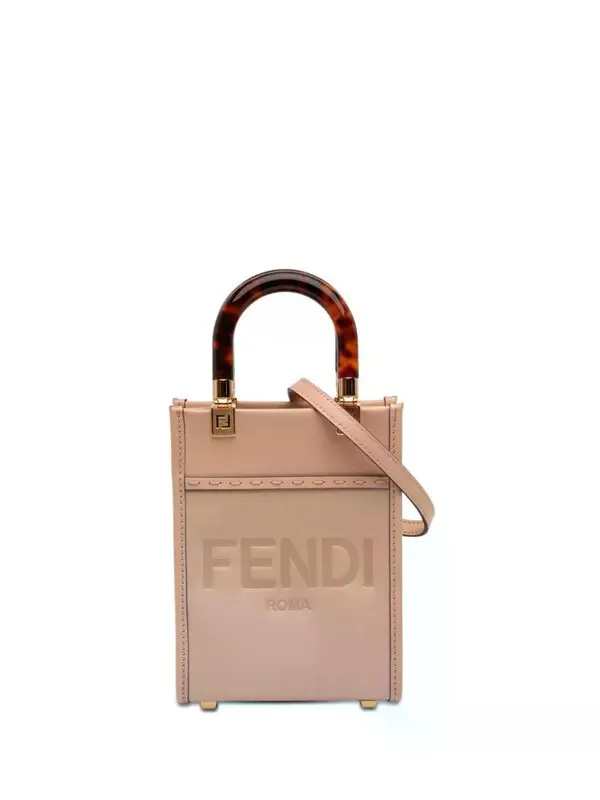 Fendi Mini Leather Sunshine Shopper Tote Satchel - Pink