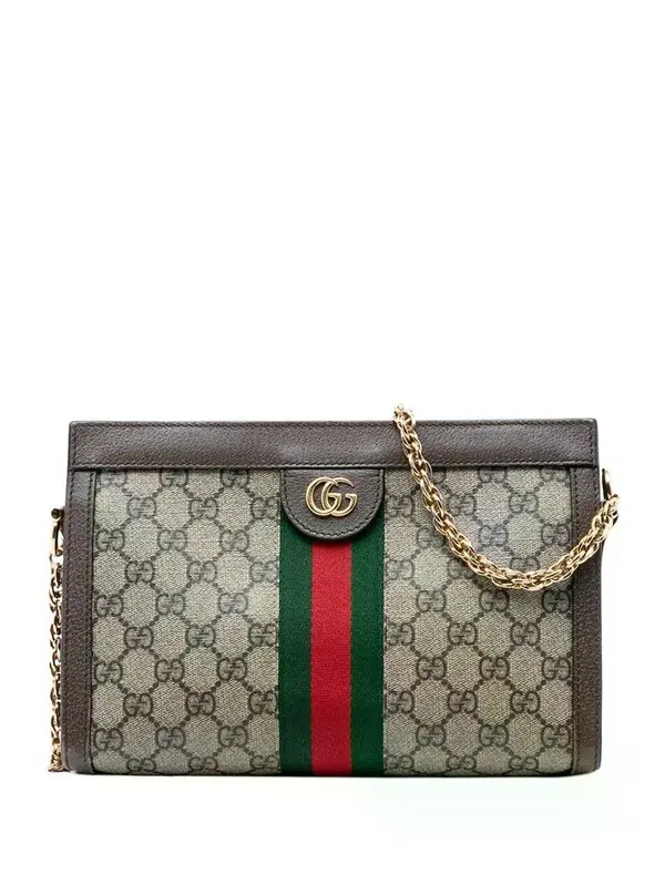Gucci Small Gg Supreme Ophidia Chain Crossbody Bag - Neutrals
