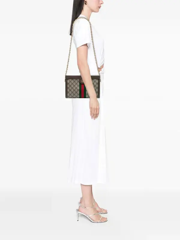 Gucci Small Gg Supreme Ophidia Chain Crossbody Bag - Neutrals