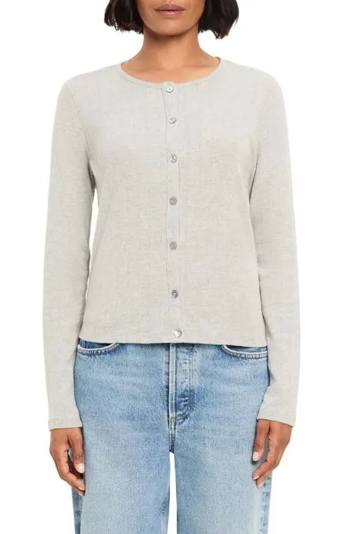 Michael Stars Mackenzie Pointelle Cardigan - Heather Grey