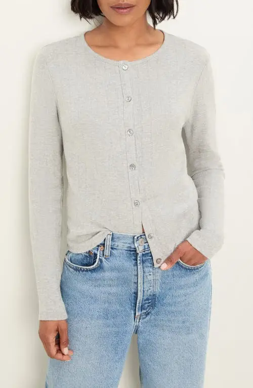 Michael Stars Mackenzie Pointelle Cardigan - Heather Grey