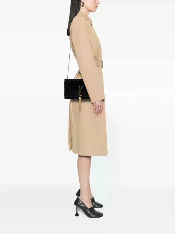 Saint Laurent Medium Suede Monogram Kate Tassel Crossbody Bag - Black