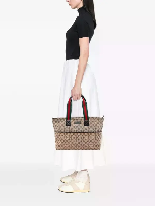 Gucci Gg Canvas Web Tote Bag - Neutrals