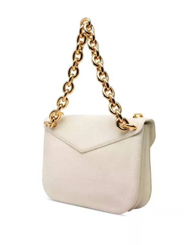 Bottega Veneta Medium Leather Mount Envelope Chain Bag Satchel - White