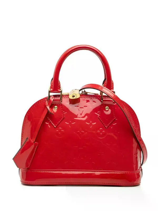 LOUIS VUITTON 2014 Monogram Vernis Alma Bb Satchel - Red