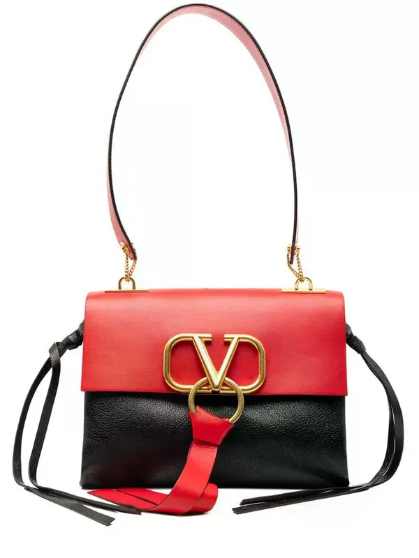 Valentino Garavani Small Colorblock Calfskin Vring Shoulder Bag - Red