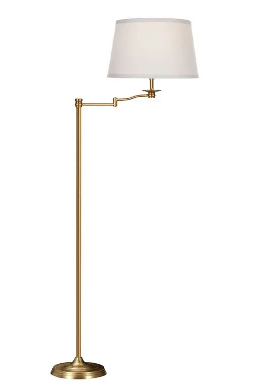BRIGHTECH Caden 62" Modern Led Floor Lamp With Swing Arm & Drum Shade - Brass