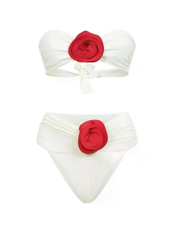 LA REVECHE Derya Floral-appliqué Bikini - Neutrals