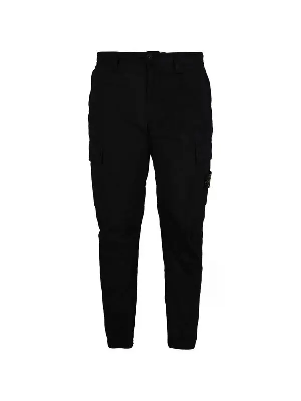 Stone Island Logo Patch Cargo Trousers - Black