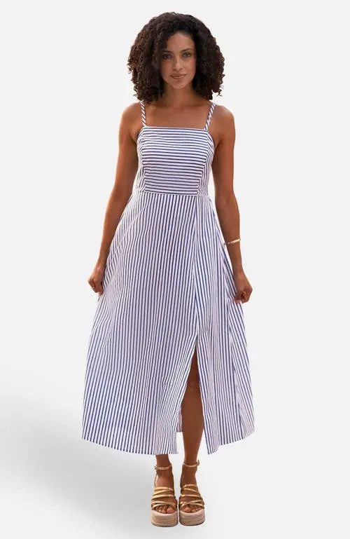 YUMI Cotton Striped Midi Sun Dress