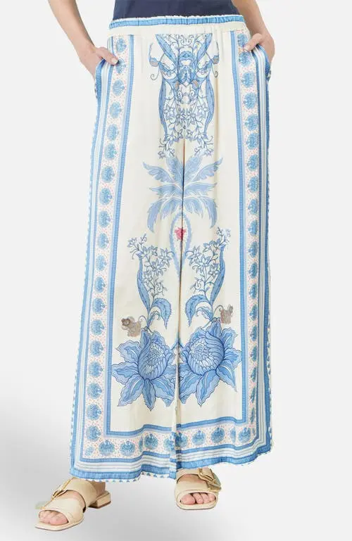 YUMI Satin Print Placement Trousers