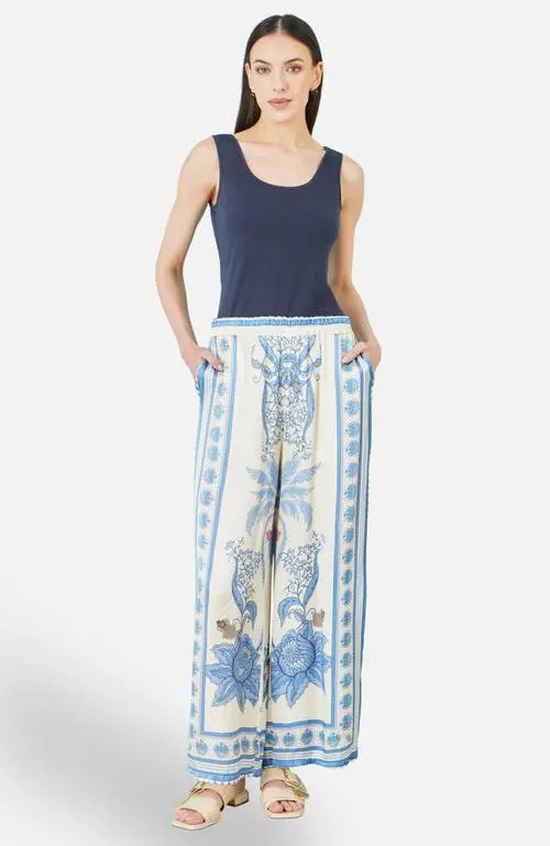 YUMI Satin Print Placement Trousers
