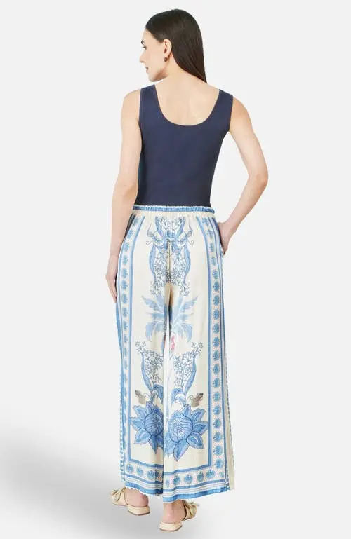 YUMI Satin Print Placement Trousers