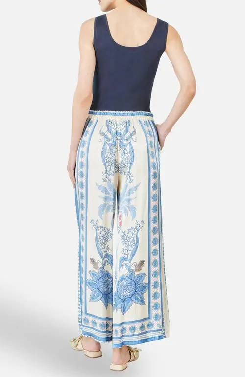 YUMI Satin Print Placement Trousers