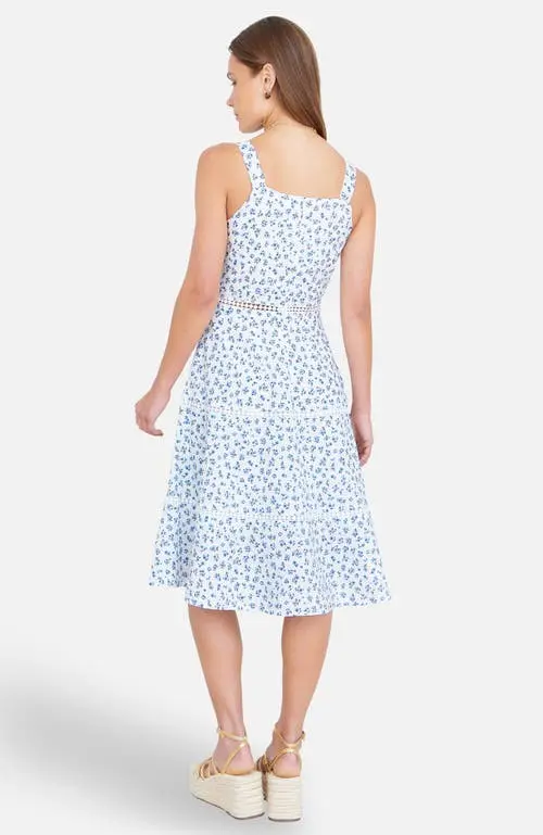 YUMI Floral Lace-trimmed Midi Dress