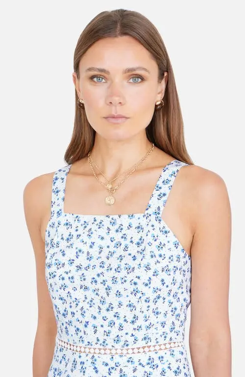 YUMI Floral Lace-trimmed Midi Dress