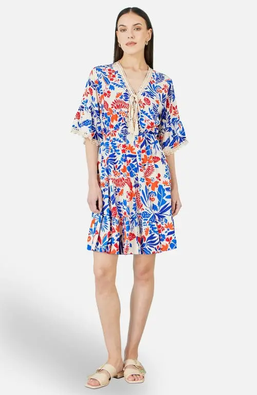 YUMI Leaf Print Tunic Dress